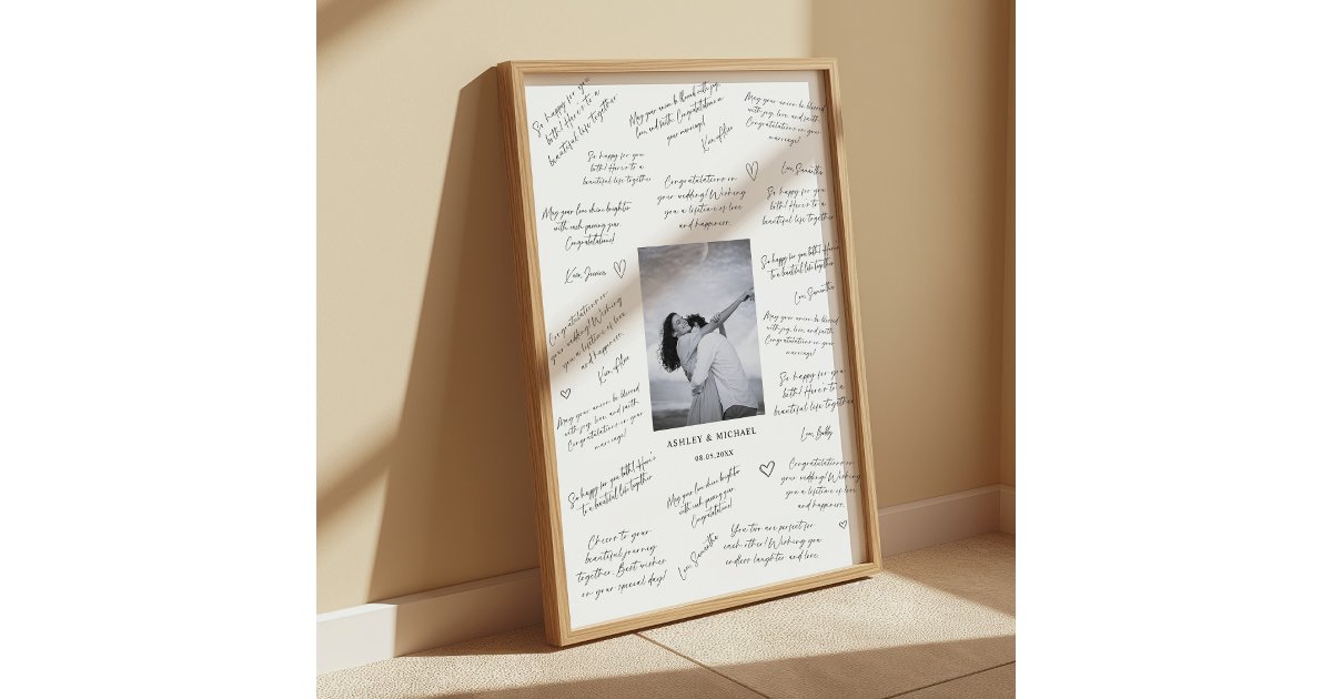 Photo Wedding Guest Signature Poster | Zazzle
