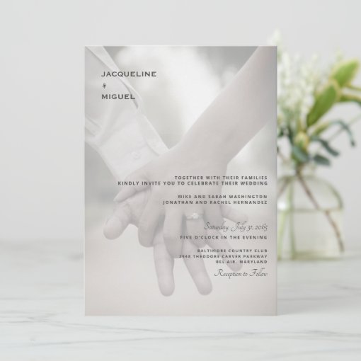 Photo Wedding Hands Modern Invitation | Zazzle