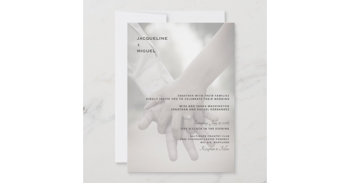 Photo Wedding Hands Modern Invitation | Zazzle