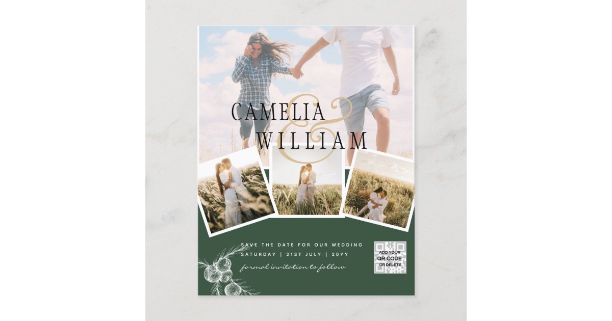 Photo Wedding Invitation JUNIPER GREEN Modern Flyer | Zazzle