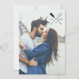 PHOTO WEDDING INVITATION | Nautical Rustic Oars | Zazzle