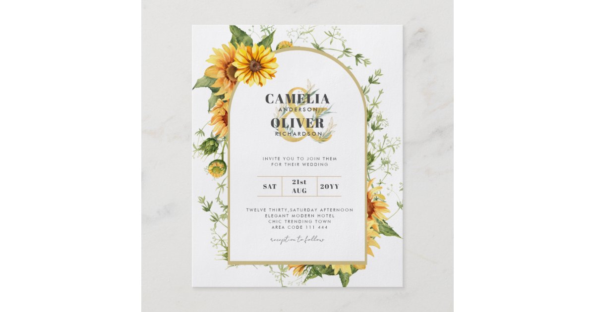 Photo Wedding Invitation with Sunflowers Flyer | Zazzle