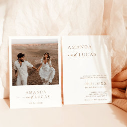 Photo Wedding Invite, Boho Minimalist Neutral Tone Invitation | Zazzle