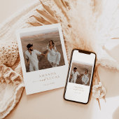 Photo Wedding Invite, Boho Minimalist Neutral Tone Invitation | Zazzle