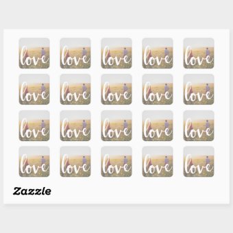 Photo Wedding Love Getting Married Square Sticker | Zazzle