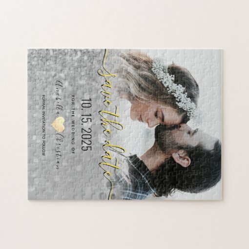 Photo Wedding Save The Date Invitation Jigsaw Puzzle | Zazzle