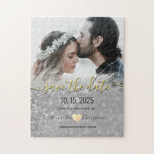 Photo Wedding Save The Date Invitation Jigsaw Puzzle | Zazzle