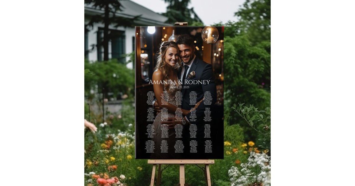 Photo wedding seating chart elegant 20 tables | Zazzle