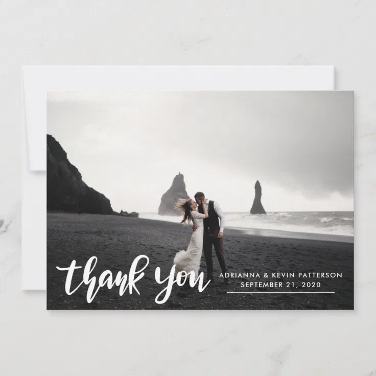 Photo Wedding Thank You Script Classy Modern | Zazzle