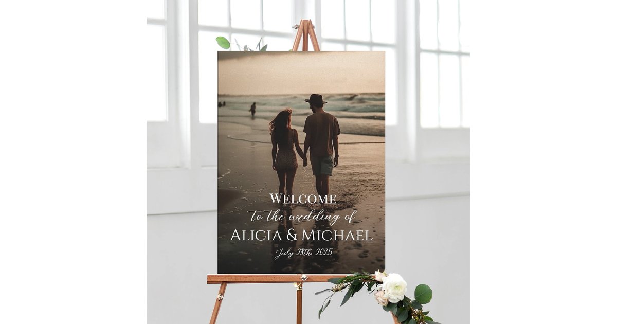 Photo wedding welcome sign canvas print | Zazzle