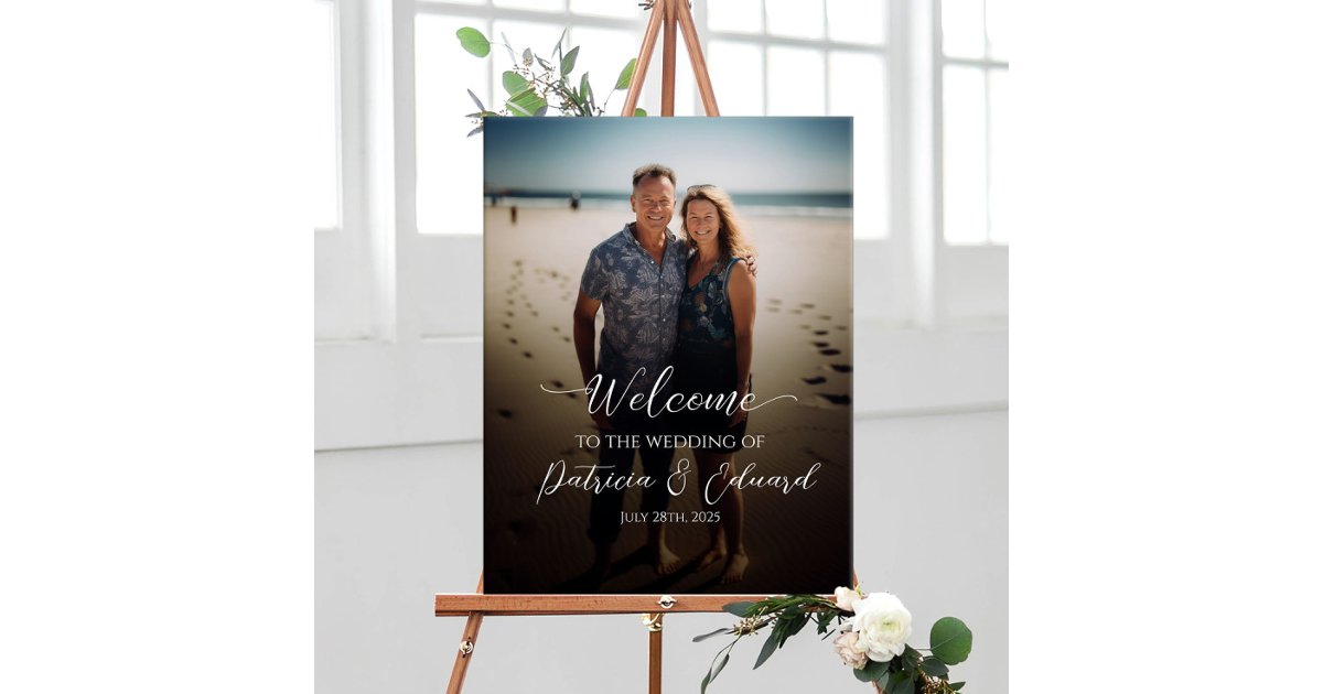 Photo wedding welcome sign canvas print | Zazzle