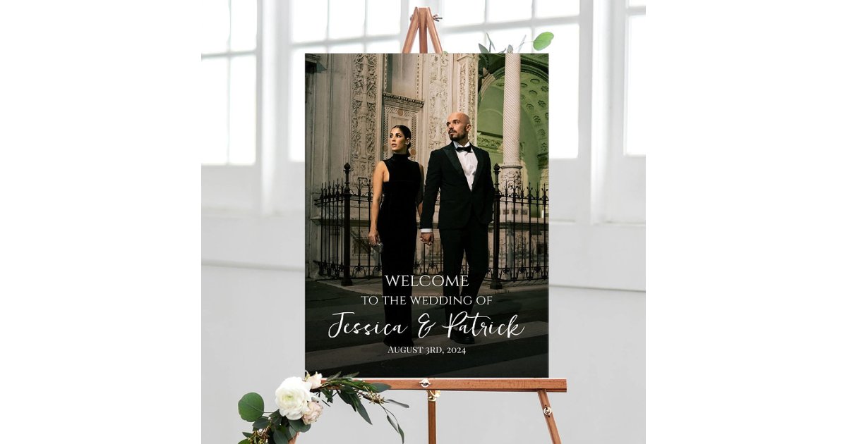 Photo wedding welcome sign fully customizable | Zazzle