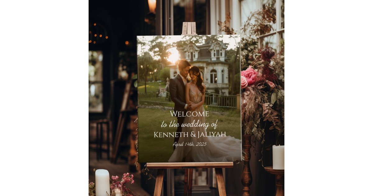 Photo wedding welcome sign on canvas | Zazzle