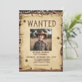 Photo Western Fun Wanted Poster Any Age Birthday Invitation | Zazzle