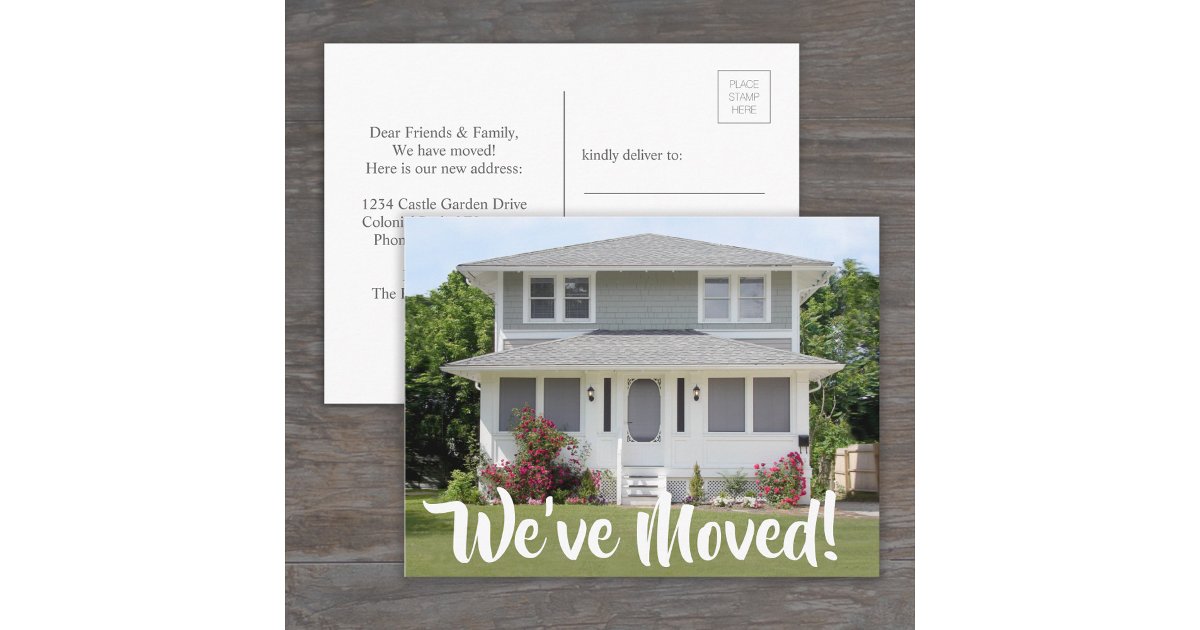 Photo We've Moved Script New Home Address Change Announcement Postcard ...