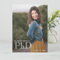 Photo White Burgundy PhD Graduation Announcement | Zazzle