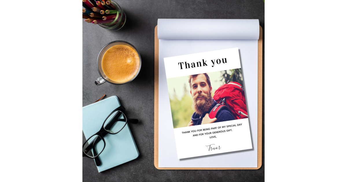 Photo white guy man thank you card | Zazzle