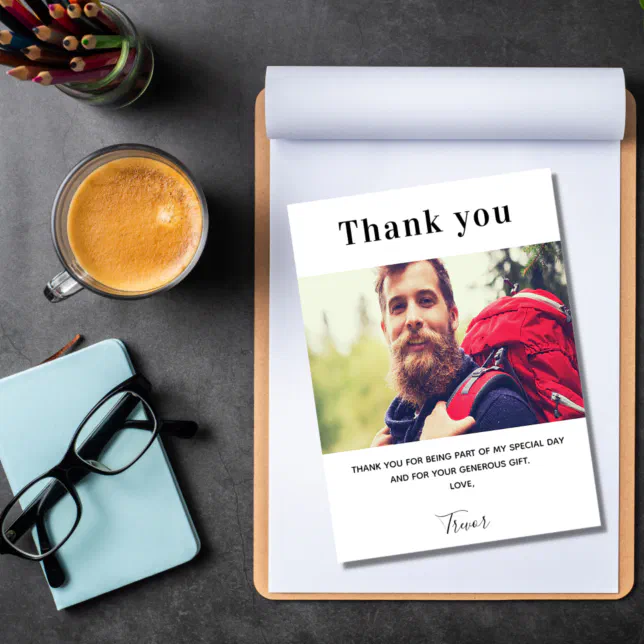 Photo white guy man thank you card | Zazzle
