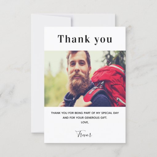 Photo white guy man thank you card | Zazzle