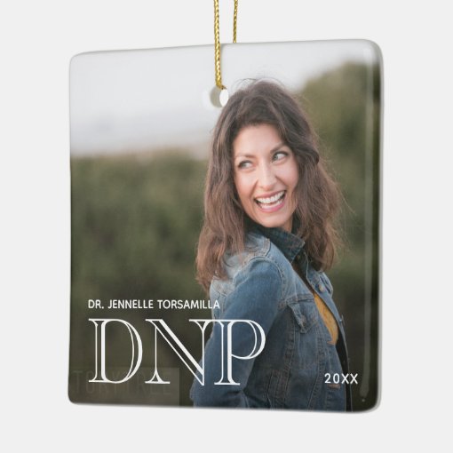 Photo White Words DNP Degree Name Year Graduation Ceramic Ornament | Zazzle