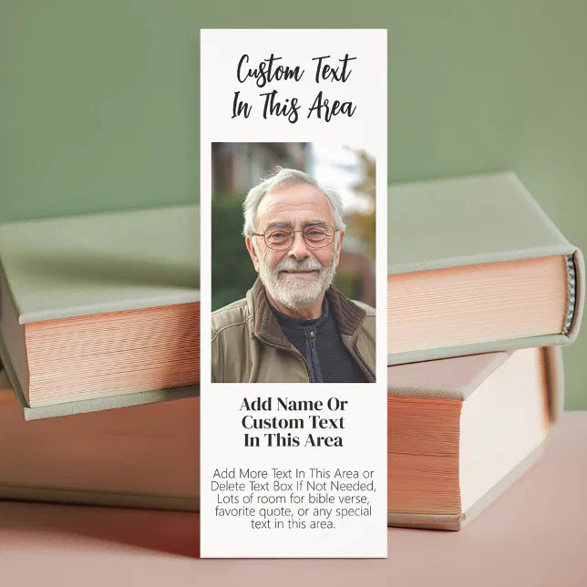 Photo with 3 Text Boxes - Modern Black White Bookmarks | Zazzle