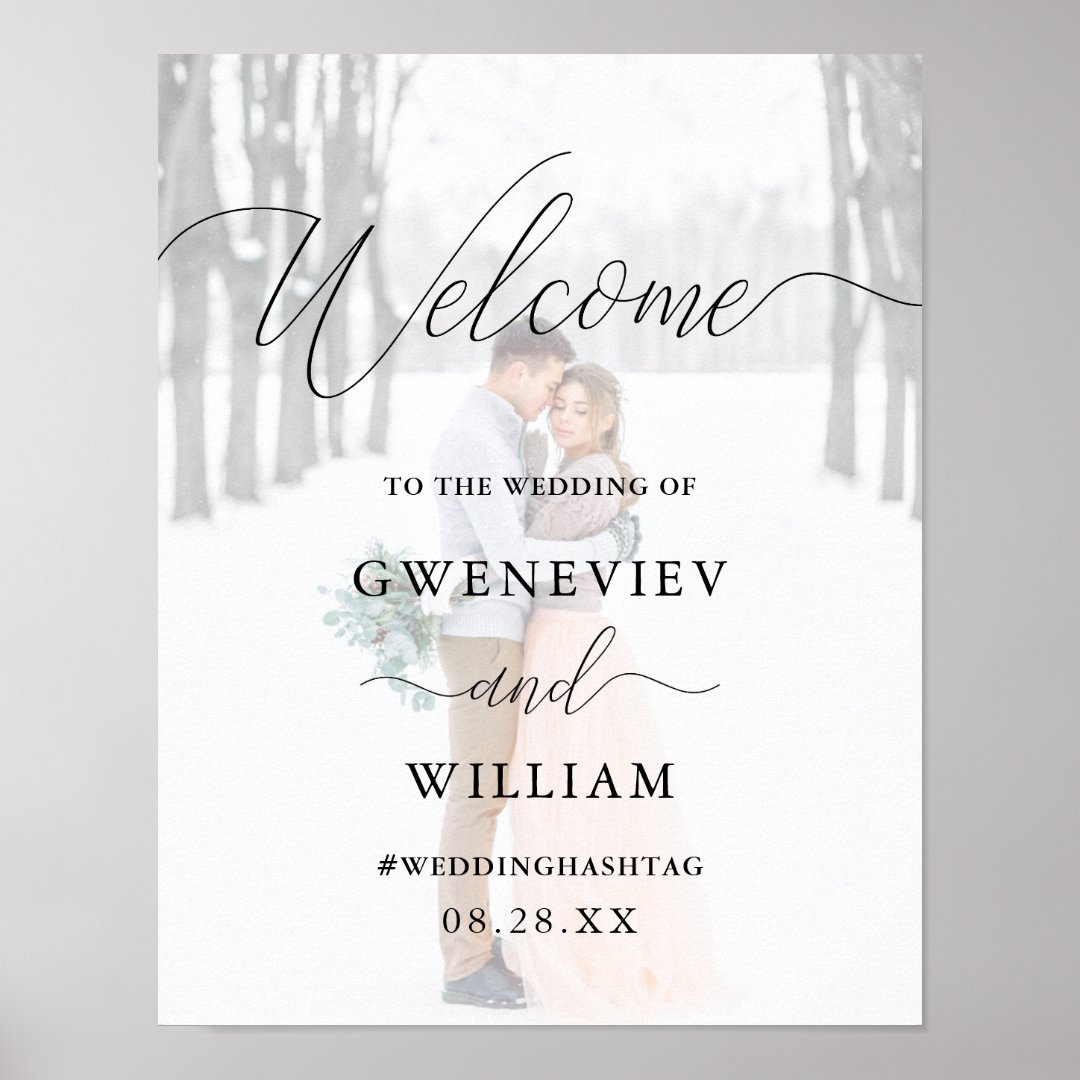 Photo with Calligraphy Wedding Welcome Sign | Zazzle