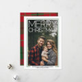 Photo with huge MERRY CHRISTMAS Red Green Plaid Holiday Card | Zazzle