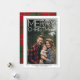 Photo with huge MERRY CHRISTMAS Red Green Plaid Holiday Card | Zazzle