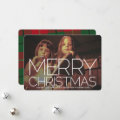 Photo with huge MERRY CHRISTMAS Red Green Plaid Holiday Card | Zazzle