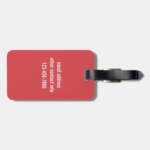 Photo with Red Chevron Pattern Custom Name Luggage Tag | Zazzle