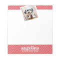 Photo with Red Chevron Pattern Custom Name Notepad | Zazzle