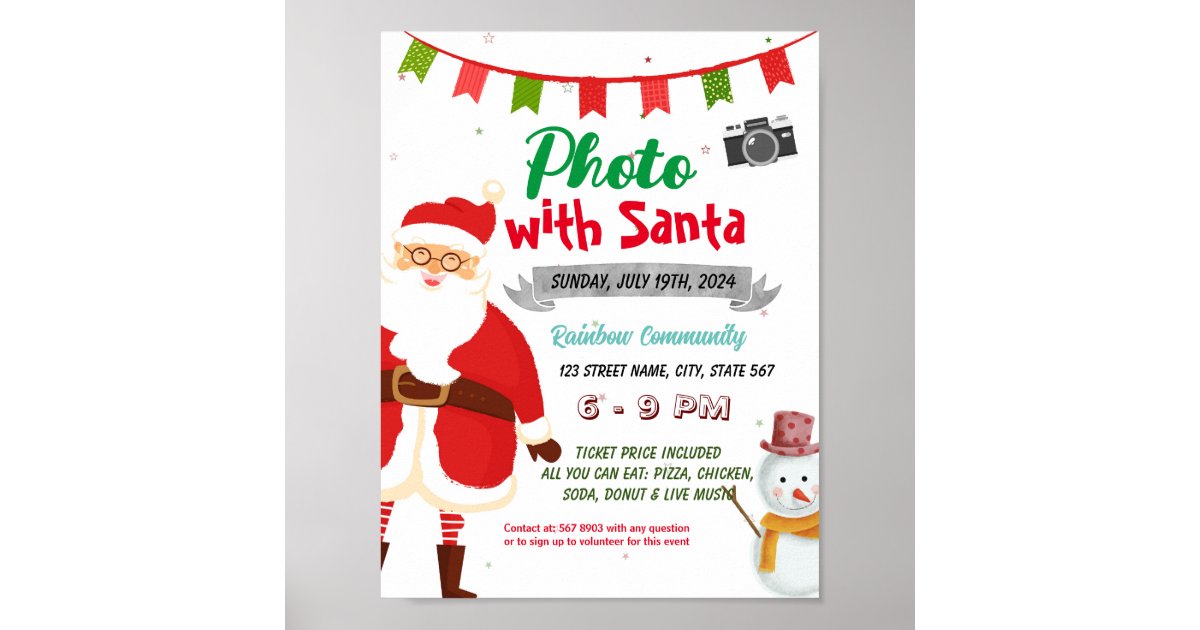 Photo with Santa event template Poster | Zazzle