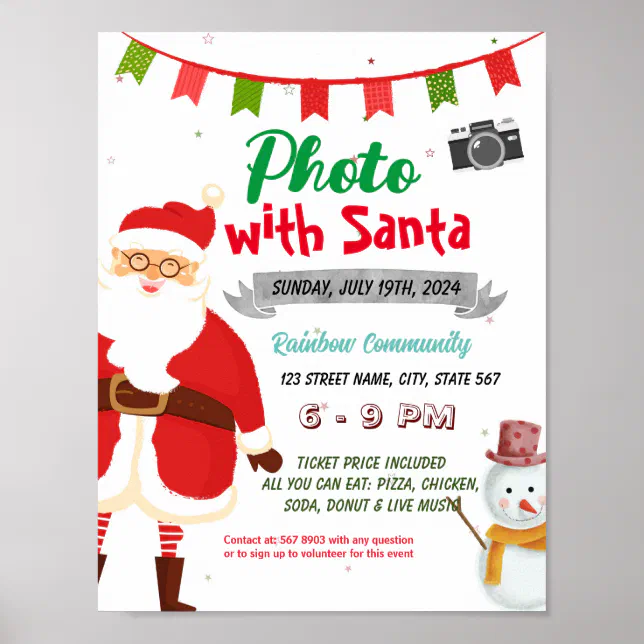 Photo with Santa event template Poster | Zazzle