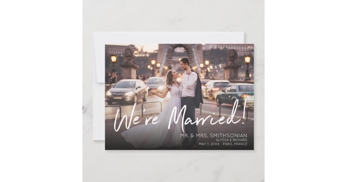 Photo Writing V2 Wedding & Reception Announcement | Zazzle