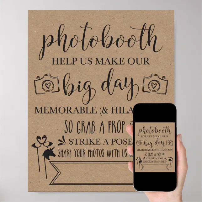 Photobooth Hashtag Wedding Party Sign | Zazzle