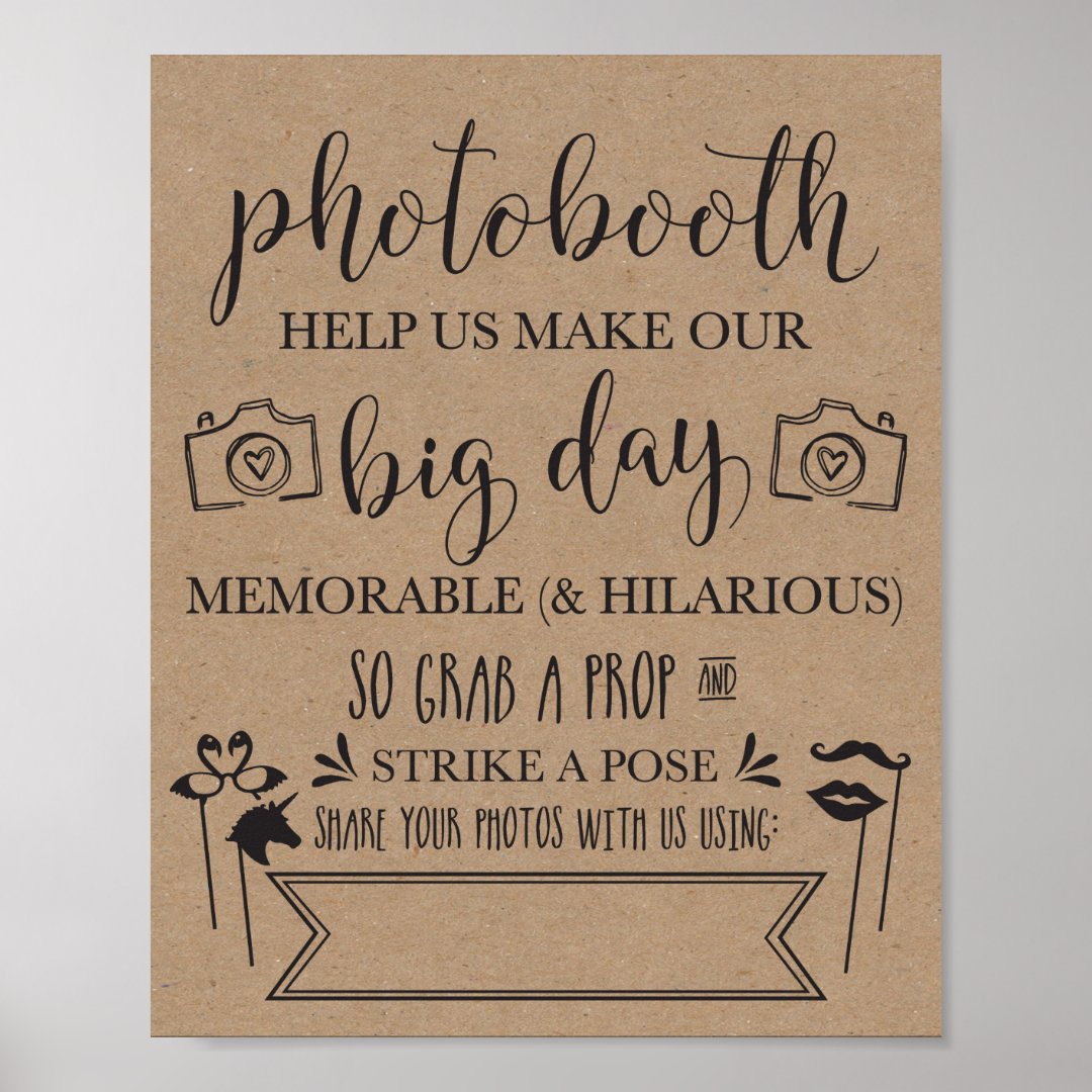 Photobooth Hashtag Wedding Party Sign | Zazzle