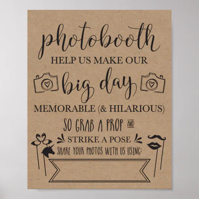 Photobooth Hashtag Wedding Party Sign | Zazzle