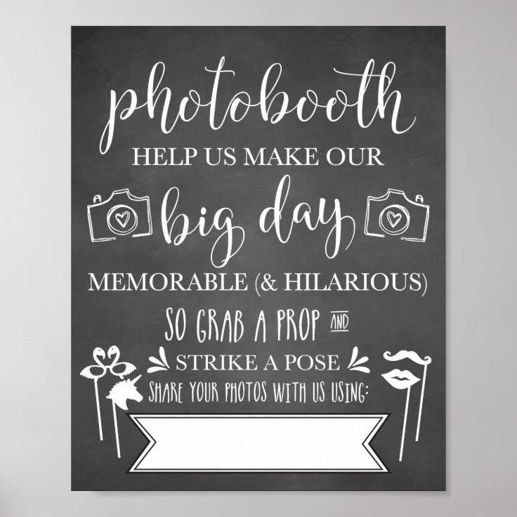 Photobooth Hashtag Wedding Party Sign | Zazzle