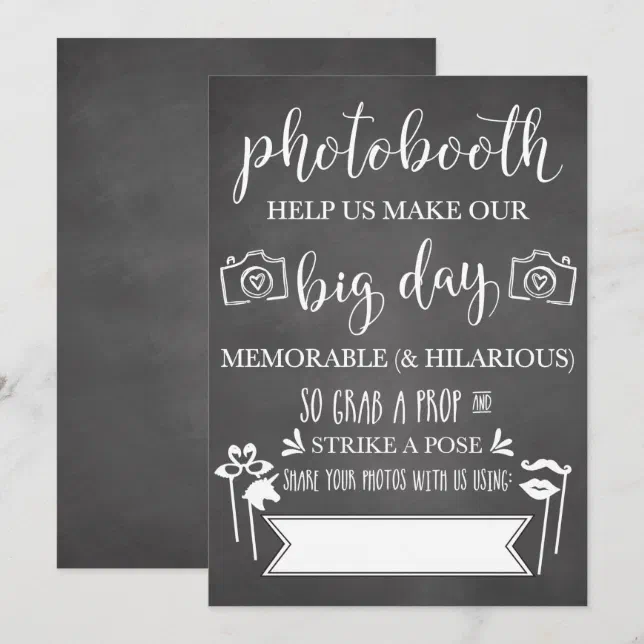 Photobooth Hashtag Wedding Party Sign Invitation | Zazzle