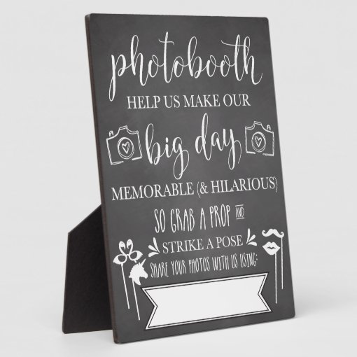 Photobooth Hashtag Wedding Party Sign Plaque | Zazzle
