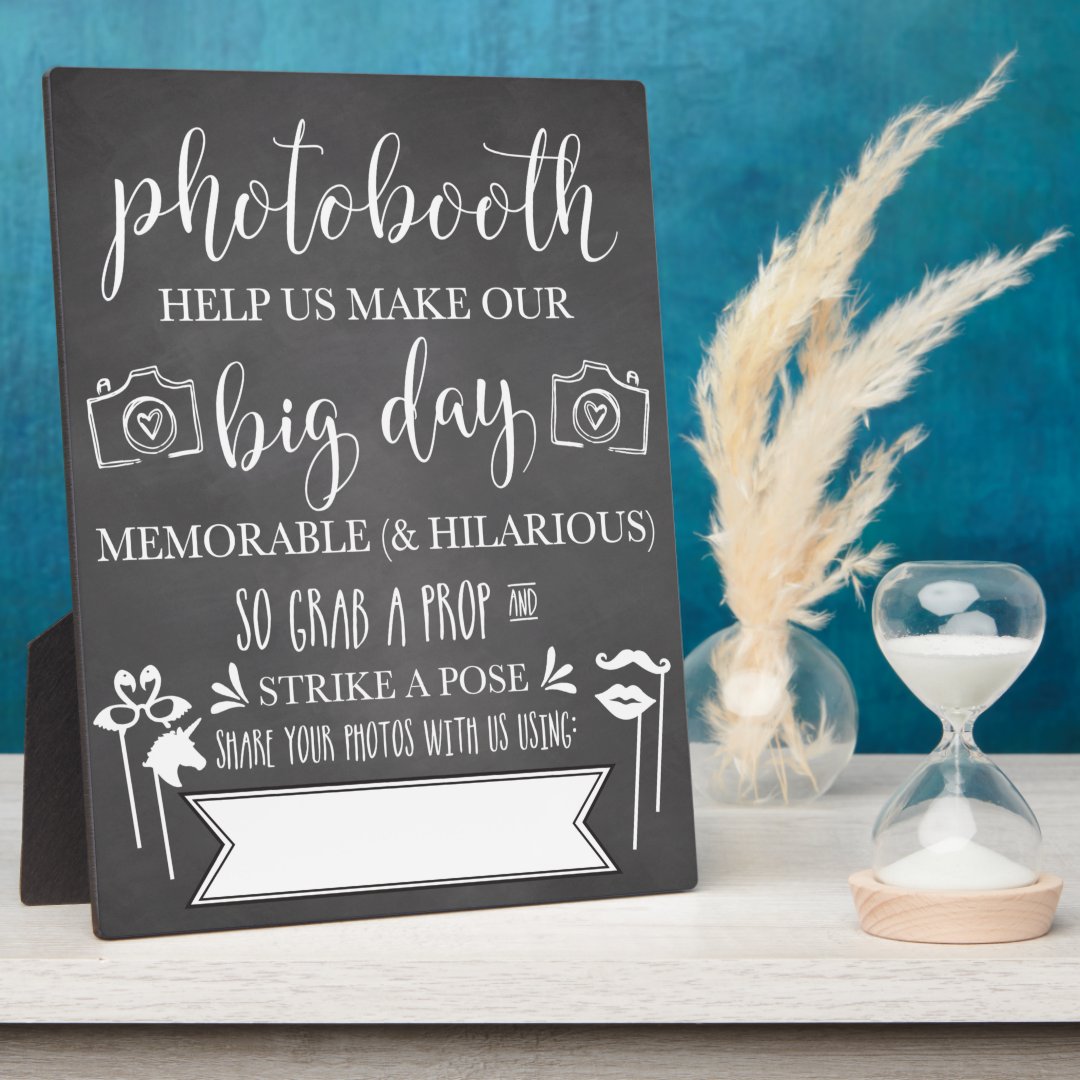 Photobooth Hashtag Wedding Party Sign Plaque | Zazzle