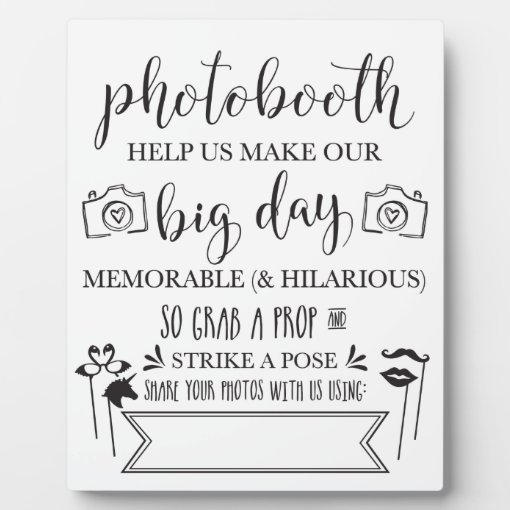 Photobooth Hashtag Wedding Party Sign Plaque 8x10 | Zazzle