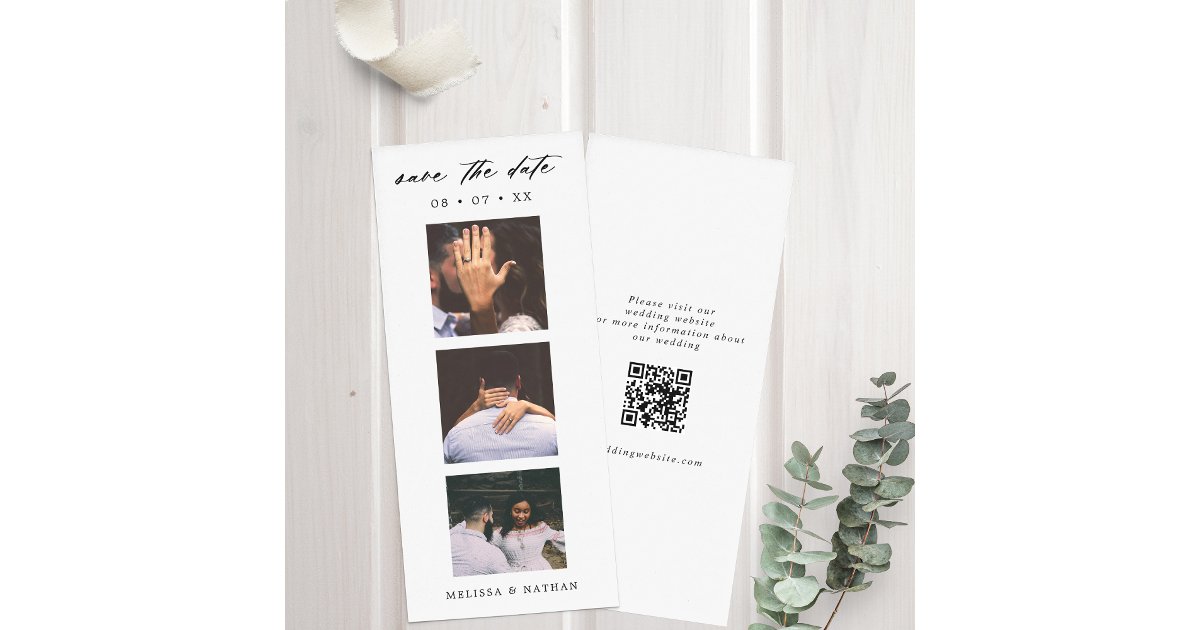 Photobooth Strip QR Code Wedding Save the Date | Zazzle