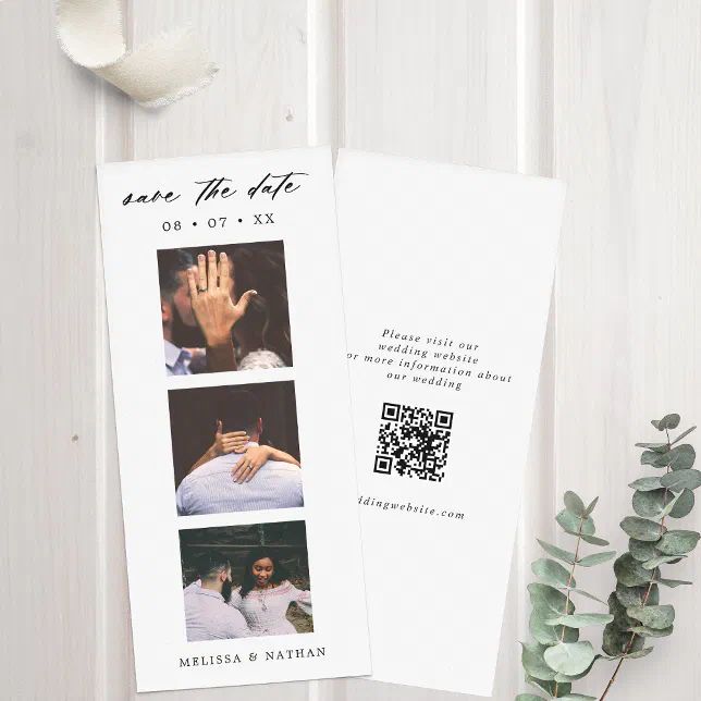 Photobooth Strip QR Code Wedding Save the Date | Zazzle