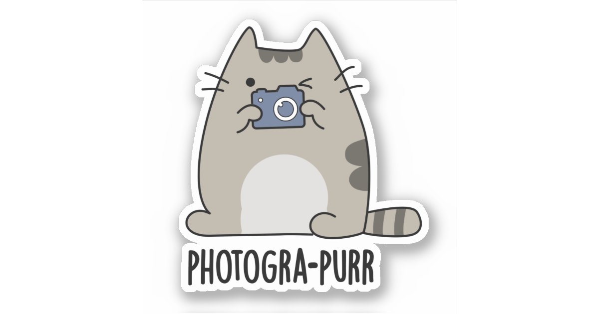 Photogra-purr Funny Cat Photographer Pun Sticker | Zazzle