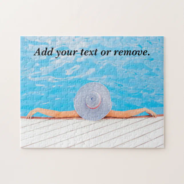 Photograph of a woman relaxing in a swimming pool: jigsaw puzzle | Zazzle