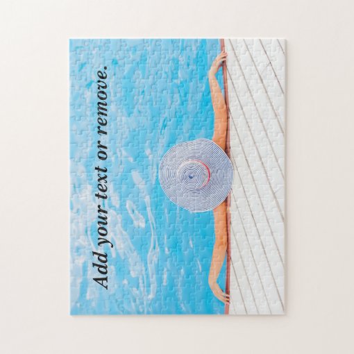 Photograph of a woman relaxing in a swimming pool: jigsaw puzzle | Zazzle