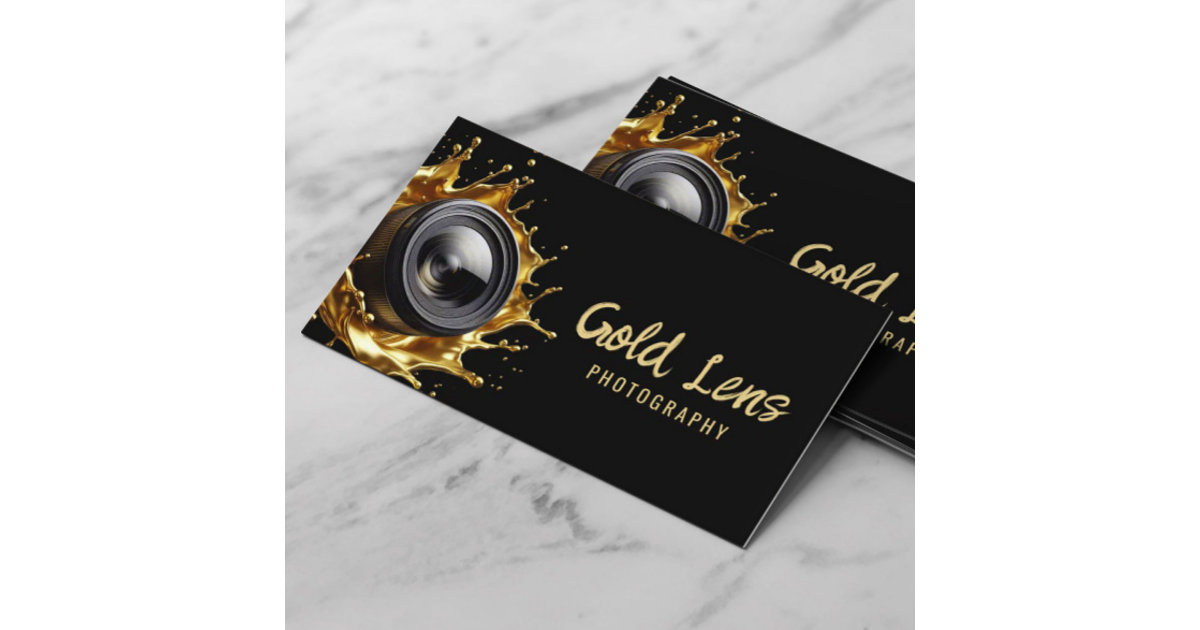 Photographer Abstract Gold Lens Modern Photography Business Card | Zazzle