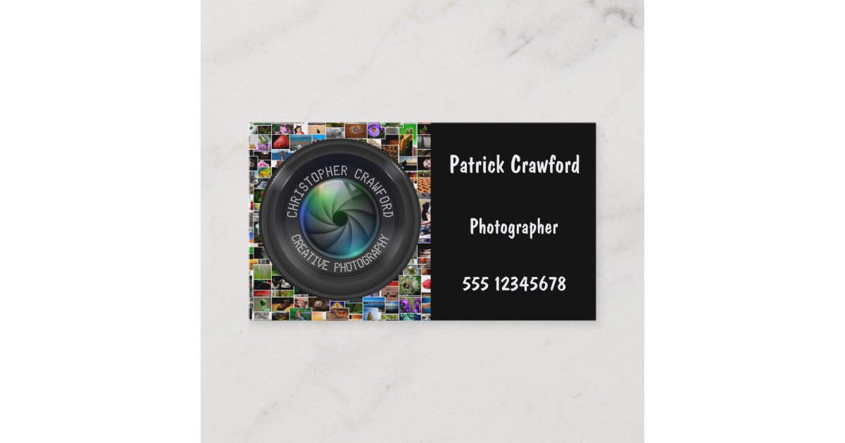 Photographer And Photography Business Camera Lens Card | Zazzle
