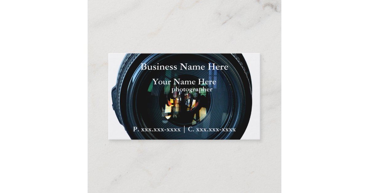 Photographer Camera Lens Business Cards | Zazzle